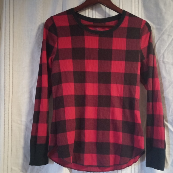 Source Unknown | Tops | Red Black Long John Shirt | Poshmark